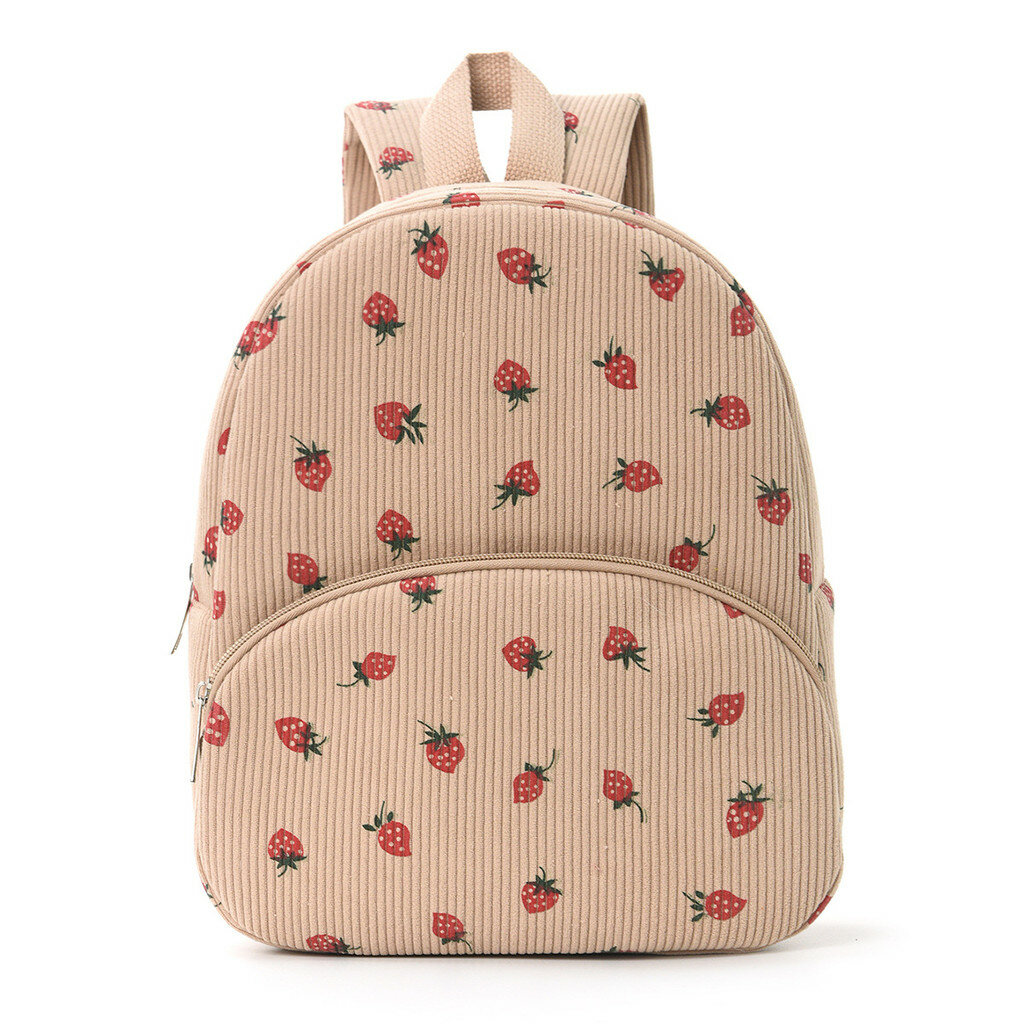 Flying hong chenille casual travel pack with spacious compartments for teens and students khaki strawberry