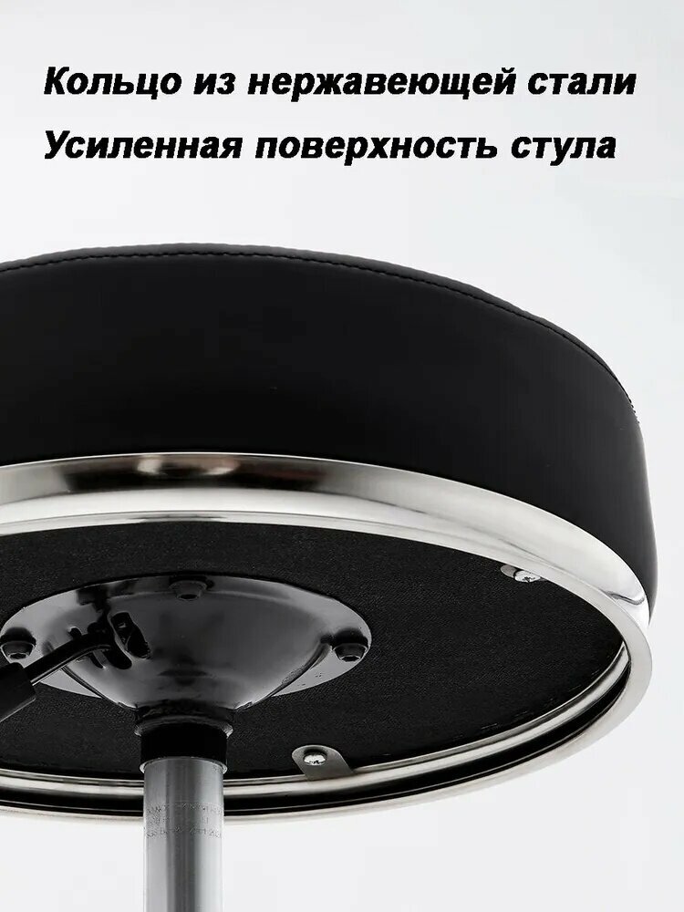 Стул мастера "Black", на колёсиках, эргономичный, для салонов, тату-мастеров, 180кг — фото 1
