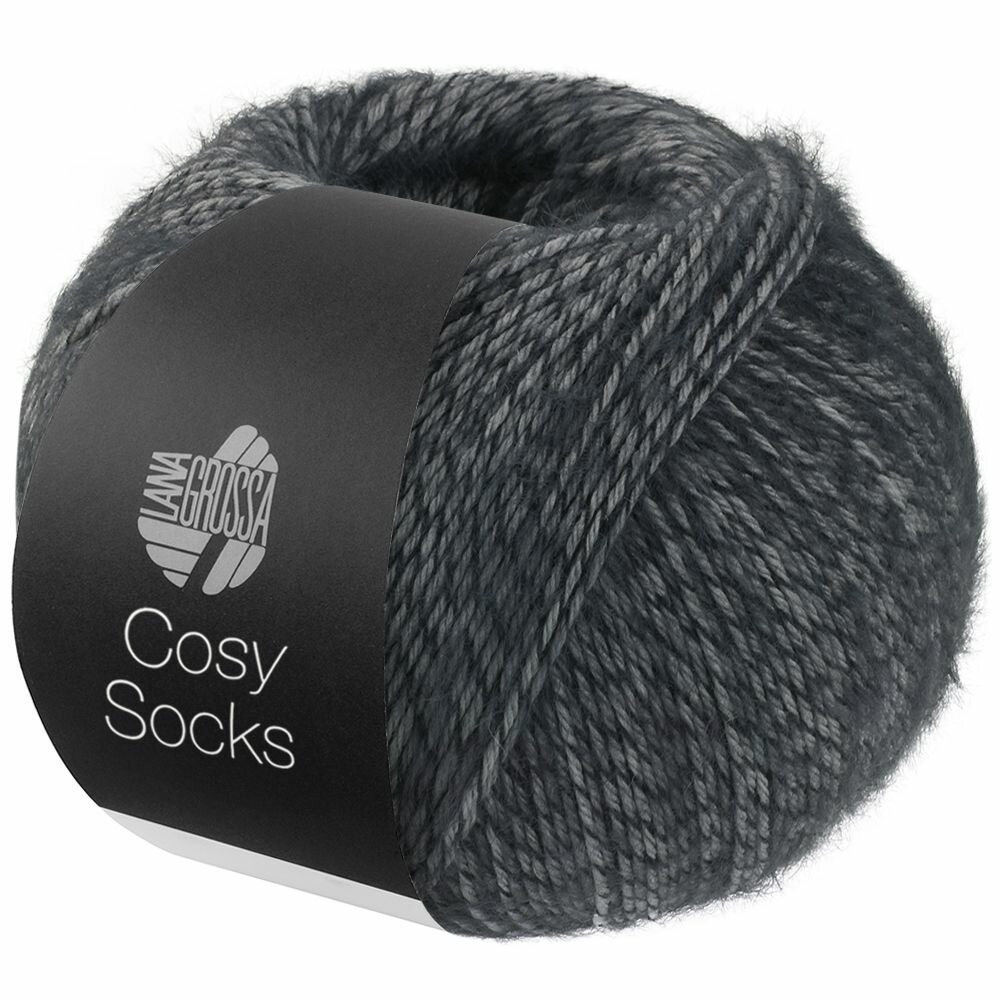 Носочная пряжа Lana Grossa Cosy Socks MW 100 (07 Dark Grey) 3 мотка по 100 г/400 м