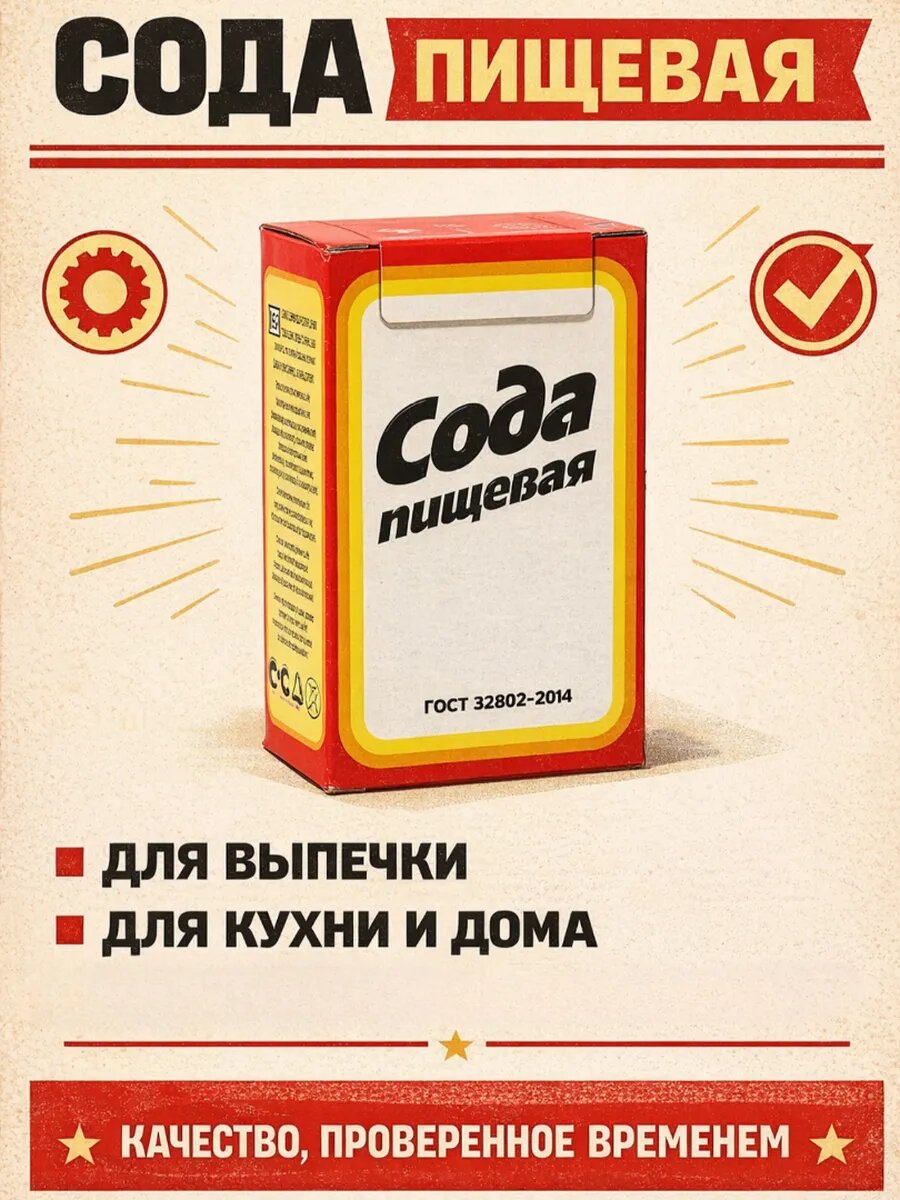 Сода пищевая, универсальный помощник на кухне и в быту, 500 г