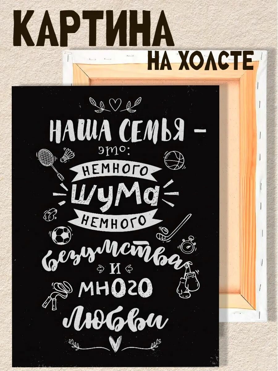 Картина на стену Правила дома, на подрамнике, 1шт, 38х25 размер.