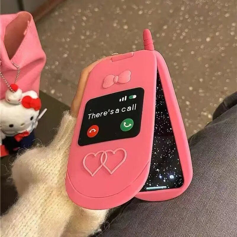 Ретро-чехол-флип для iPhone 15 14 13 12 Pro Max, мягкий силиконовый, противоударный, милый, 17