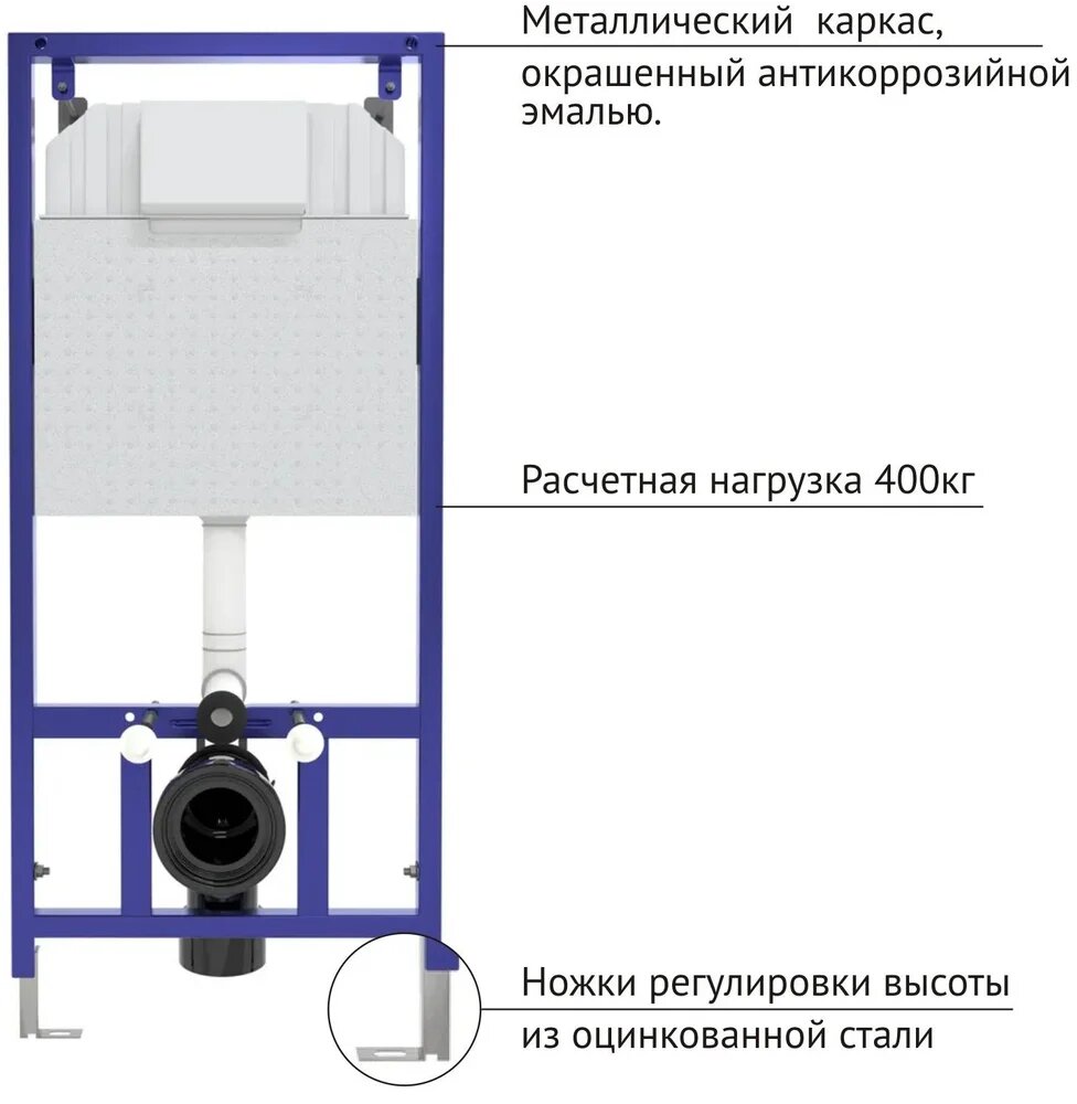 Инсталляция с кнопкой Berges Novum 040233 52,5 см, крепление к стене/к полу, кнопка для унитаза хром, глянцевая
