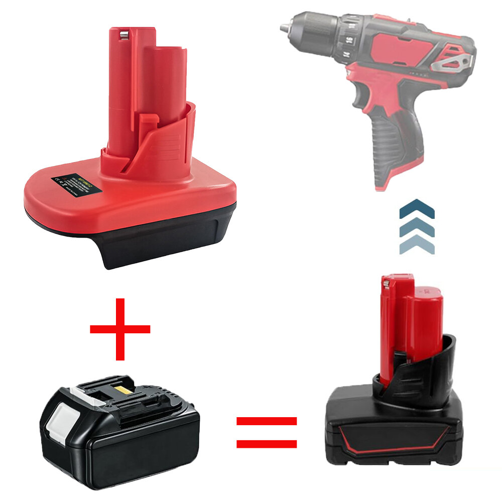 Адаптер MT18M12 для литий-ионного аккумулятора Makita 18 В к инструменту Milwaukee 12 В