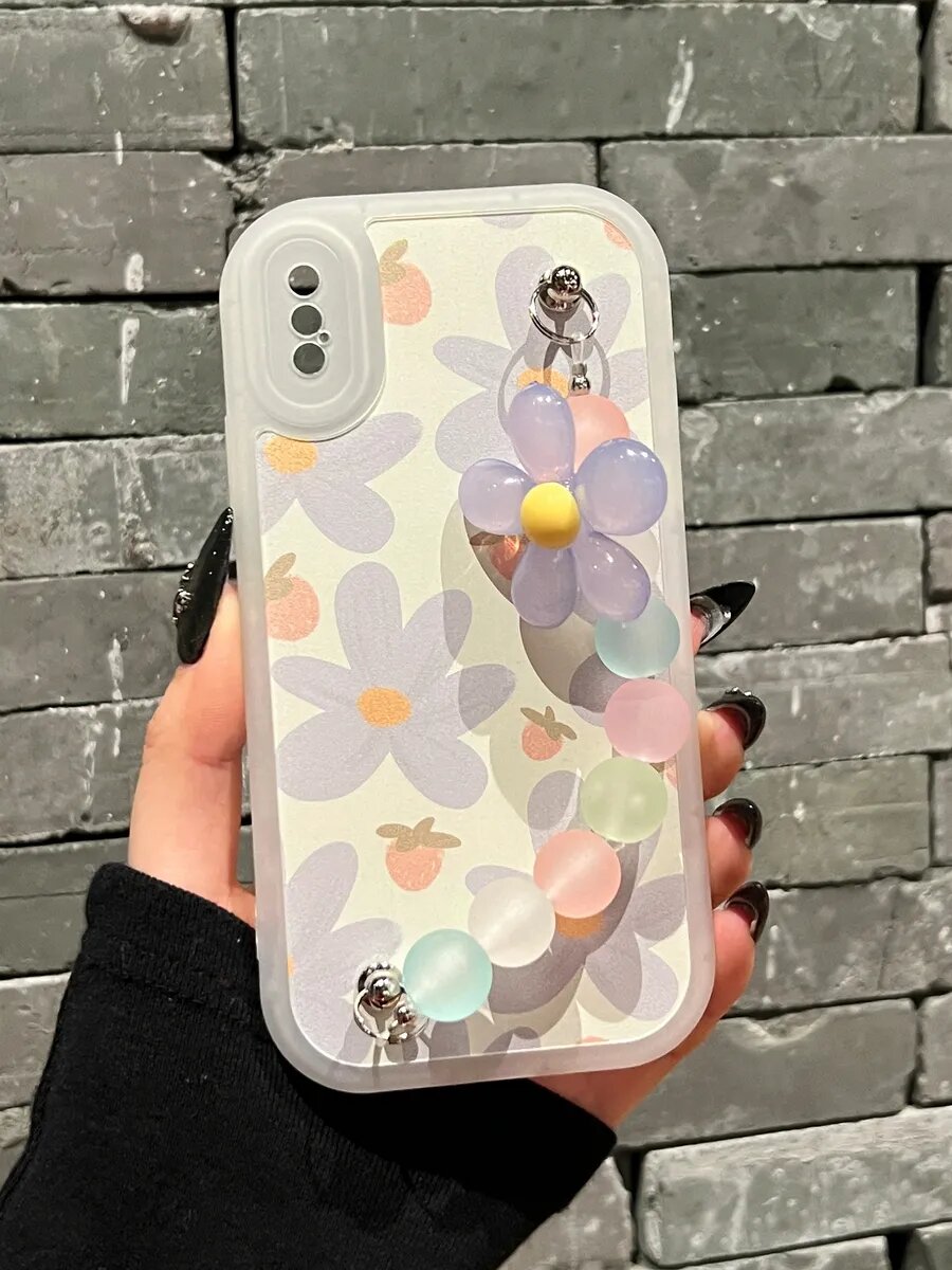 Чехол О'кейси, для iPhone X/XS, с ромашками, держатель, защита камеры, накладка