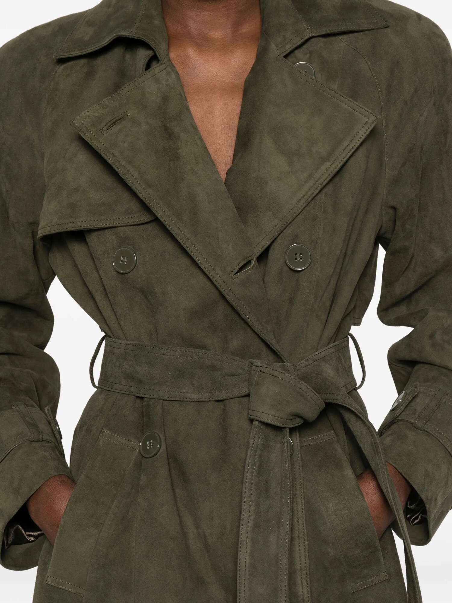 Пальто DUCIE Corrin double-breasted trench coat, размер XS-S, зеленый, — фото 1