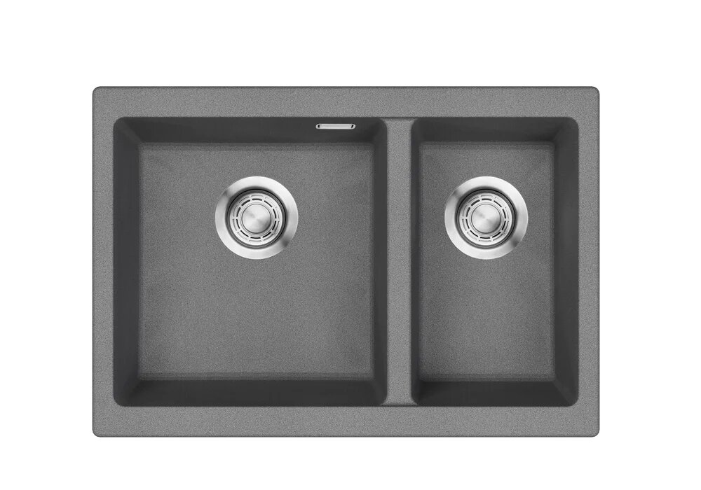 Мойка кухонная Emar Quartz EMQ-2665. PL Антрацит кварцевая, 66x46, прямоугольная, мойка для кухни, черная, под столешницу, серая, матовая