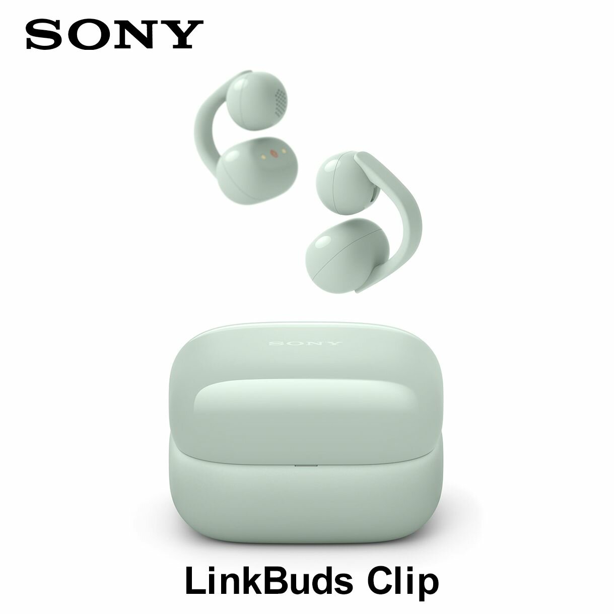 Sony Наушники беспроводные с микрофоном SONY LinkBuds Clip, Bluetooth, USB Type-C, светло-зеленый