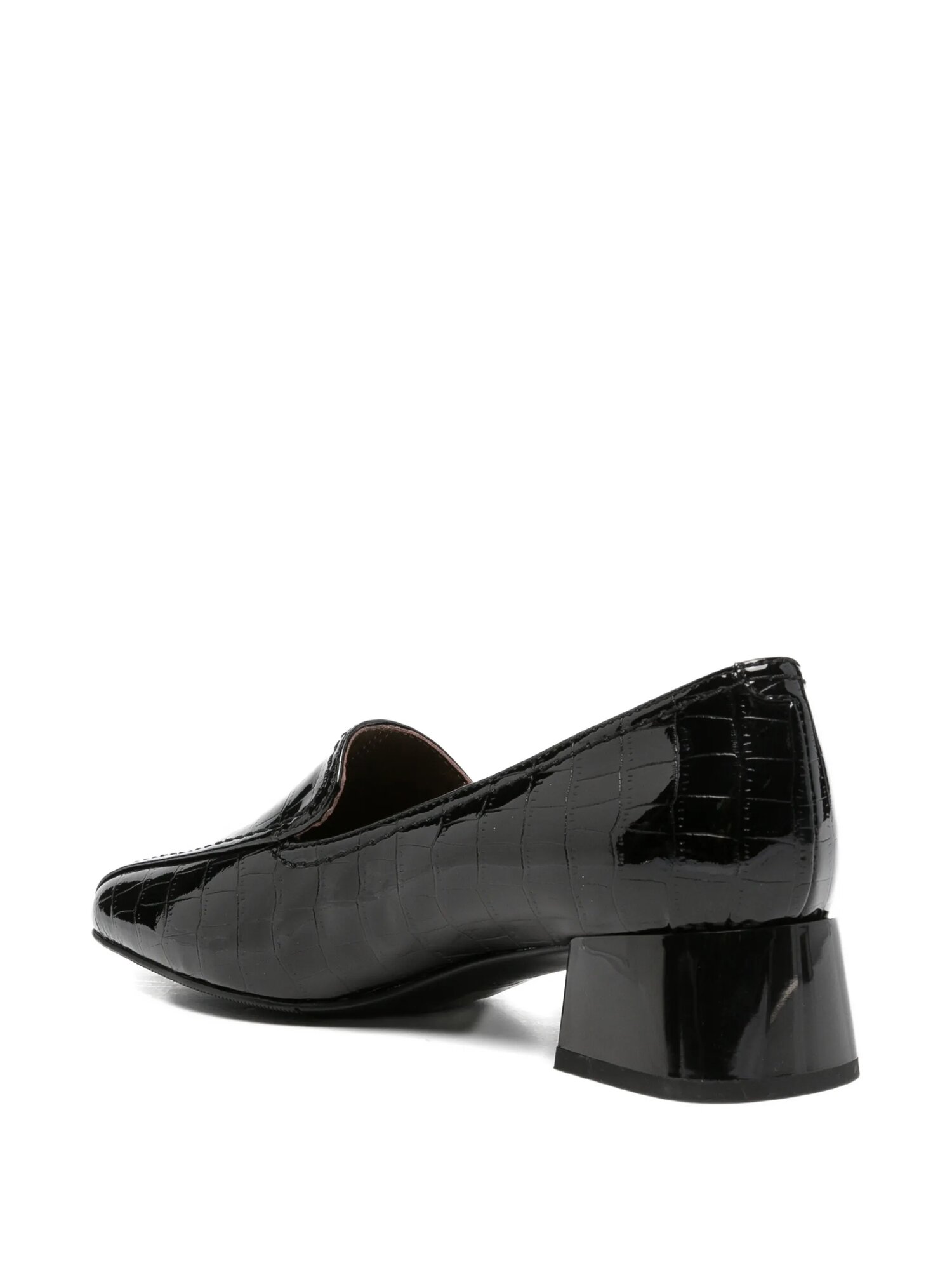 Туфли LINDA BAUMANN Crocodile-embossed leather pumps, размер 39, black/black — фото 1