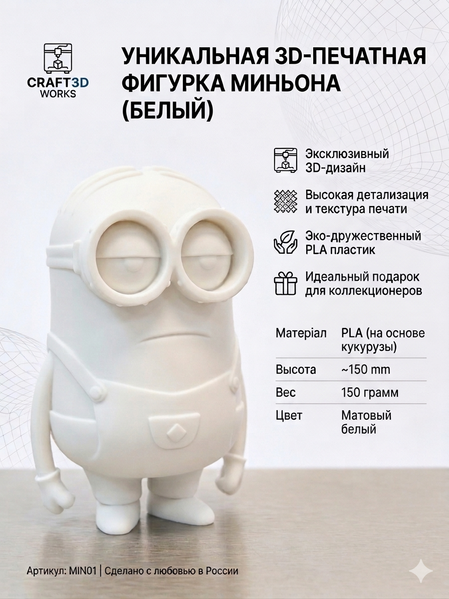 Интерьерная фигурка «Миньон: Понедельник», коллекционная статуэтка (3D-печать)