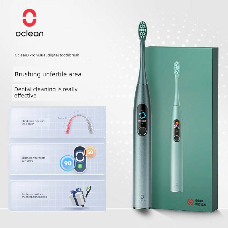 Oclean X Pro Elektricheskiy Zubyoychik s Ekranom v Tsvete Mist Green dlya Muzhchin i Zhenshchin