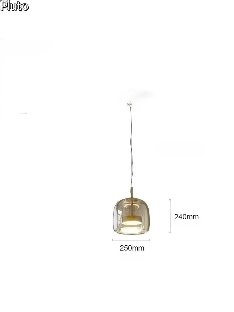 Люстра Pluto, LED, 15 Вт, стеклянный плафон, теплый свет 3000К, золотистая арматура, подвесное крепление — фото 1