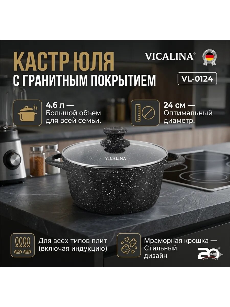 Кастрюля Vicalina 4.6 л с гранитным покрытием