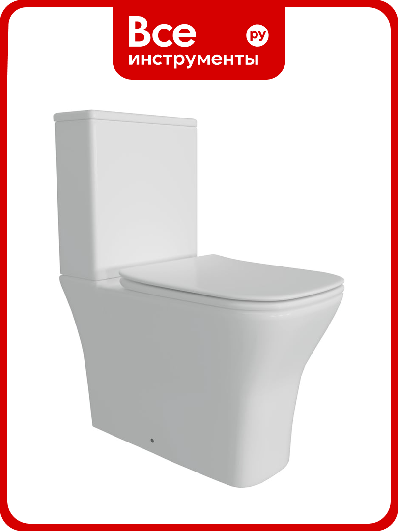 Унитаз напольный Teymi Helmi Pro безободковый, сиденье микролифт T40305 ЦБ-00267139, санфарфор, быстросъёмное сиденье