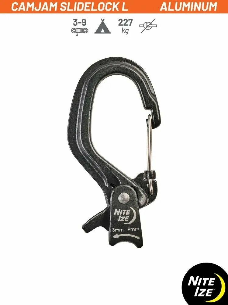 Безузловой натяжитель для веревки с карабином Nite Ize CamJam SlideLock Aluminum Large
