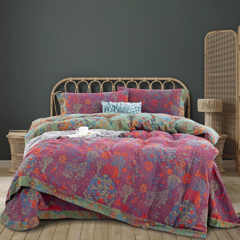 Кровать двухслойная пряжа, комплект из четырех предметов, 100% хлопок, 100, класс для матери и ребенка, хлопковая пряжа