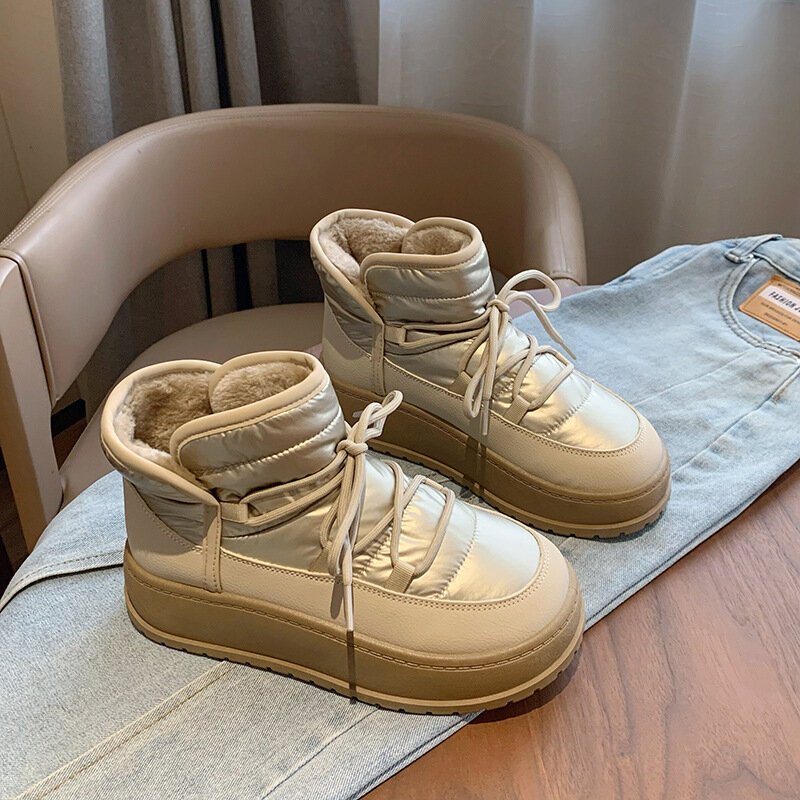 JYL Женские кроссовки Для зимних прогулок Теплые Увеличение высоты Ткань/Khaki