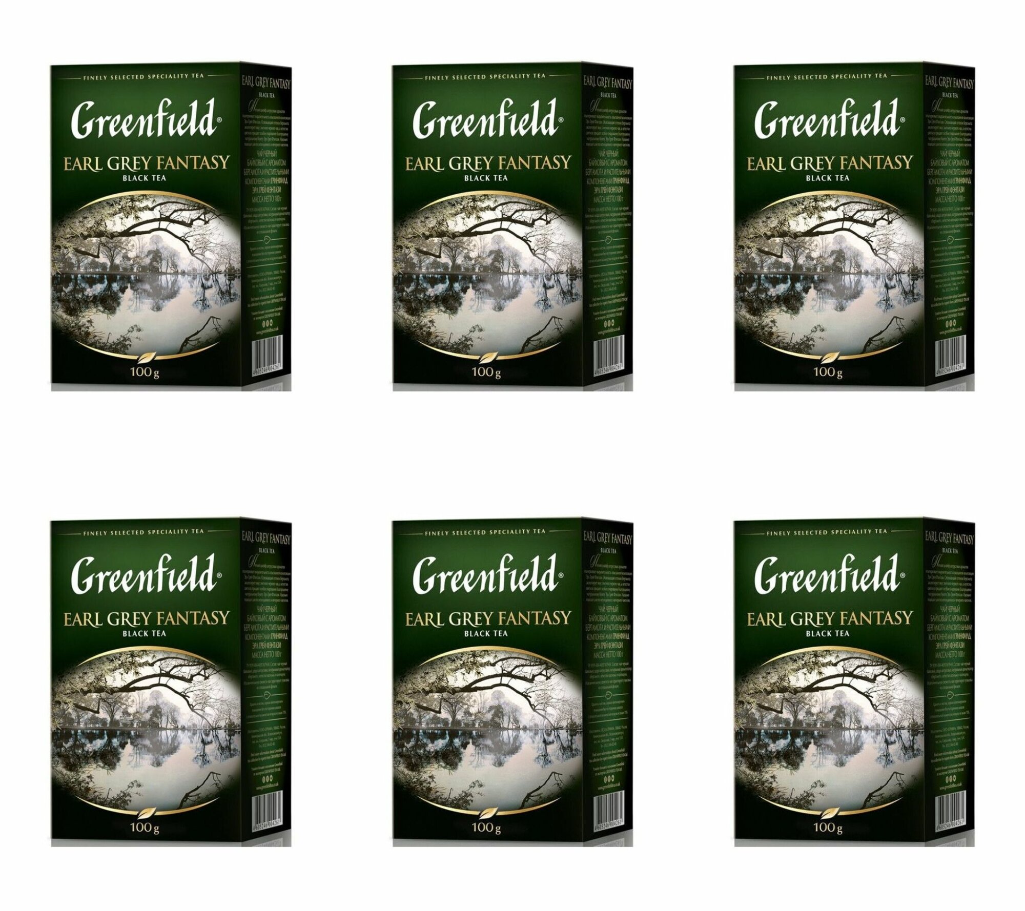 Greenfield Чай черный Earl grey fantasy с бергамотом, 100 г, 6 шт
