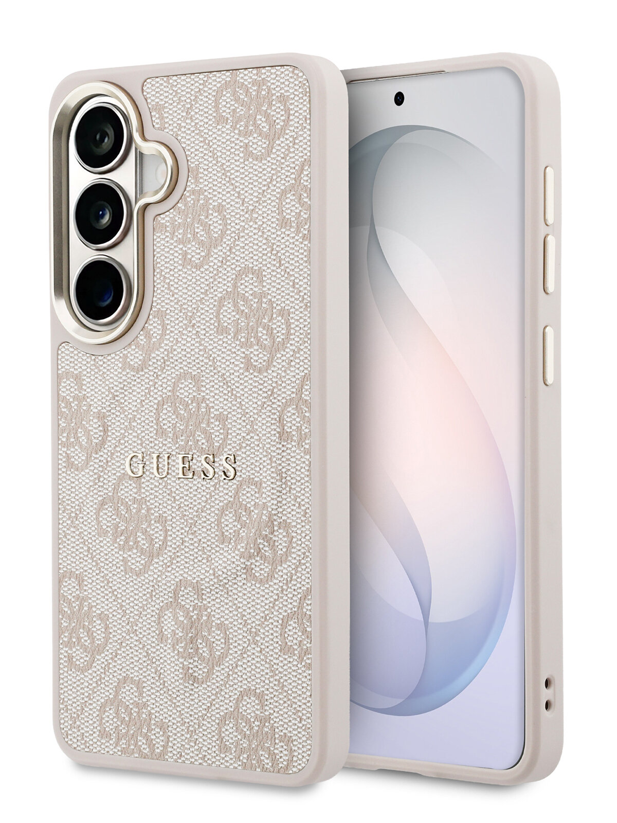 Чехол Guess на Samsung S26+, с магнитами MagSafe, с защитной рамкой вокруг камеры, розовый