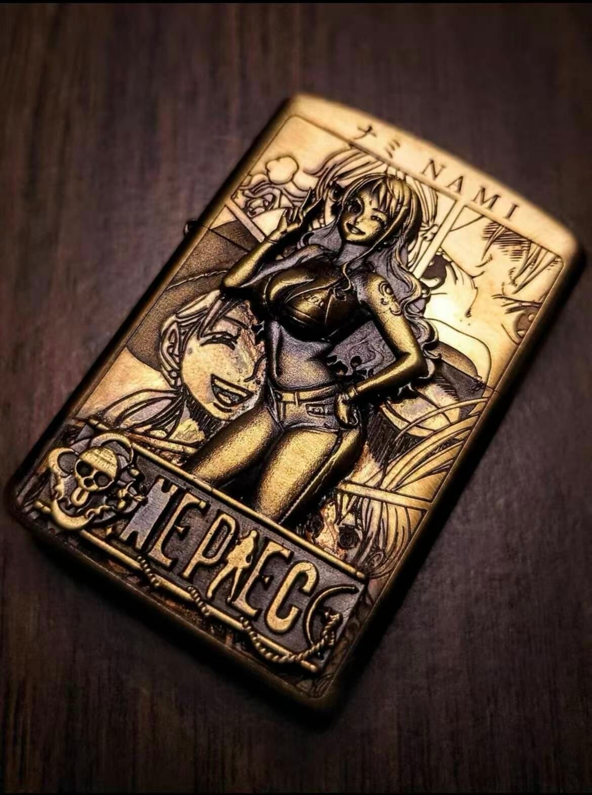 Zippo, Высокоточная гравировка Нами из One Piece, цельная латунь, пустая(без заправки)
