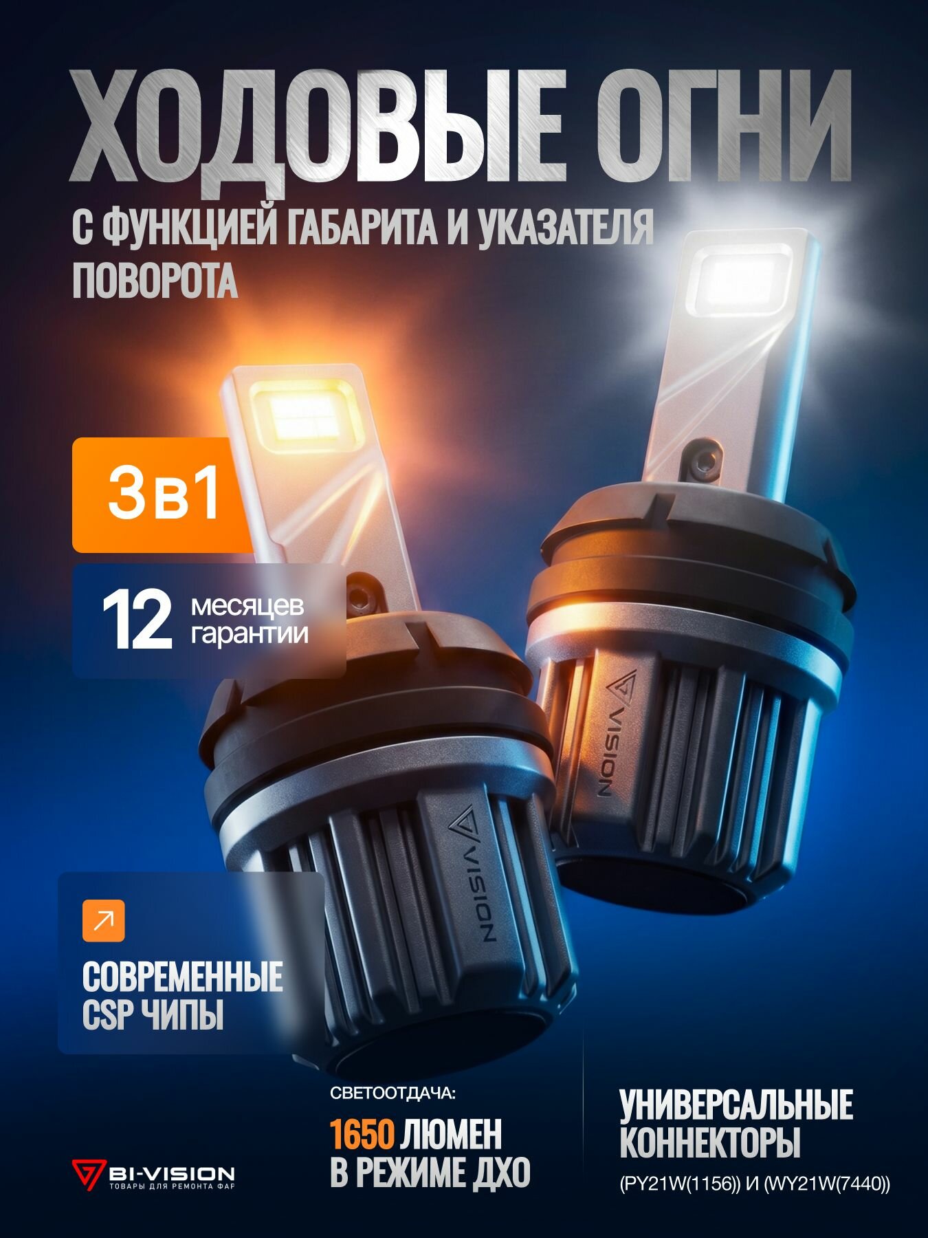 Дневные ходовые огни с функцией габарита и указателя поворота BI-VISION зенит 3в1