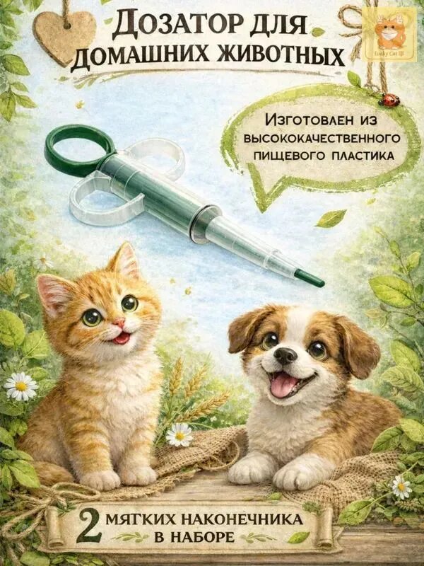 Дозатор для домашних животных с круглой головкой, шприц с мягким наконечником для кошек и собак