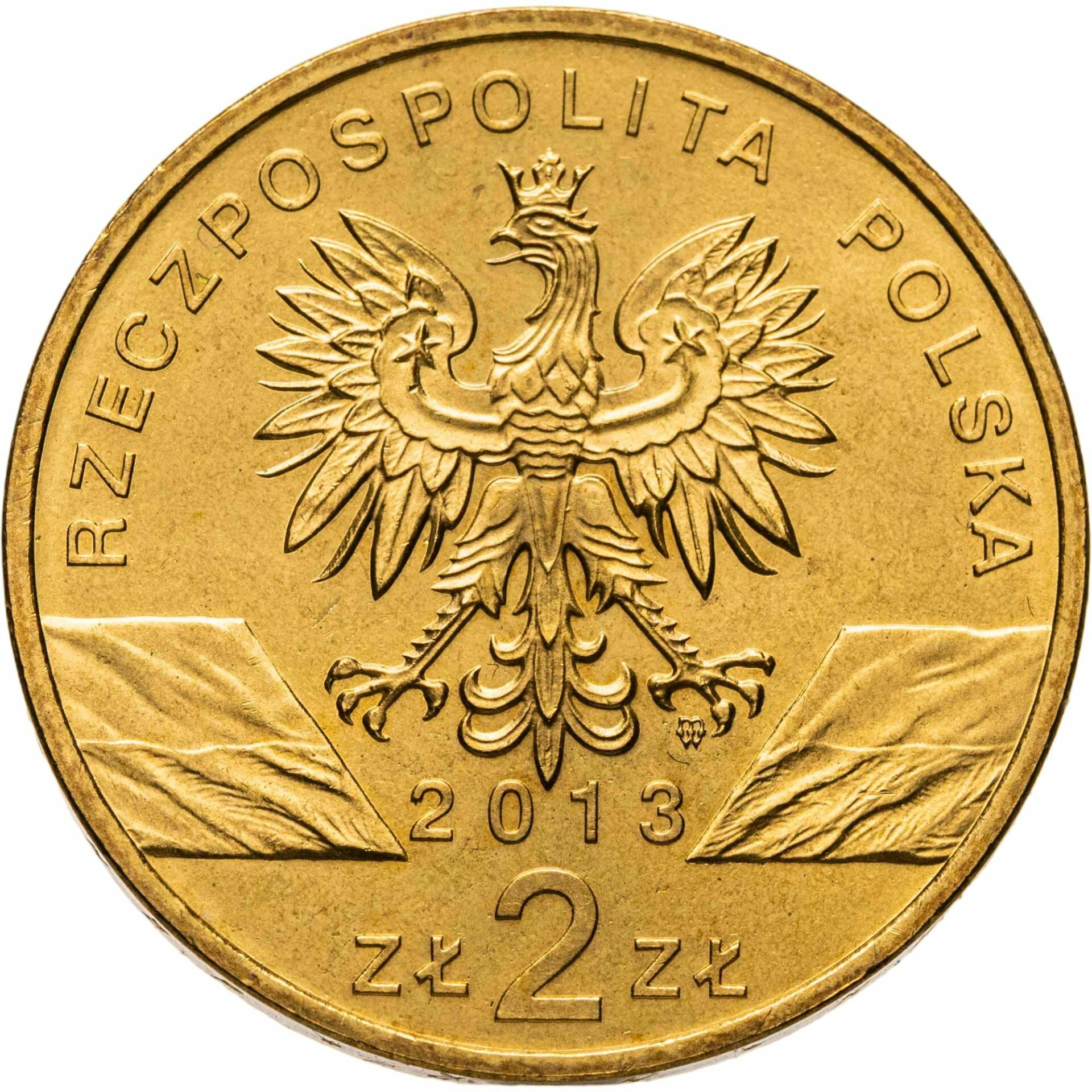 Польша 2 злотых zlote 2013 Всемирная природа - Зубр, Латунь, в сохранности UNC