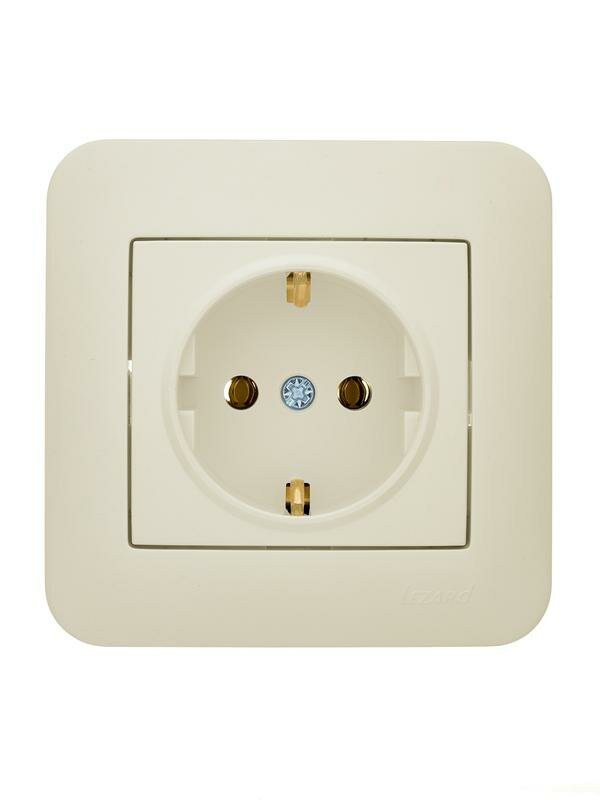 Розетка 1-м СП ASTI 16А IP20 с заземл. ПБТ крем. LEZARD 7081-0303-122B