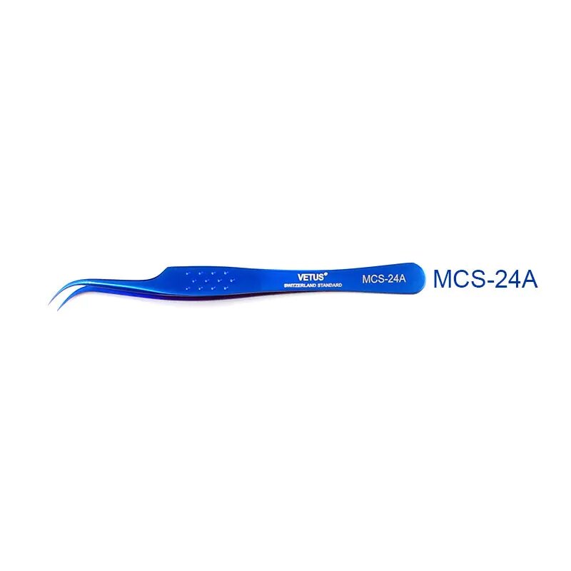 Пинцет для наращивания ресниц VETUS синего цвета MCS24A