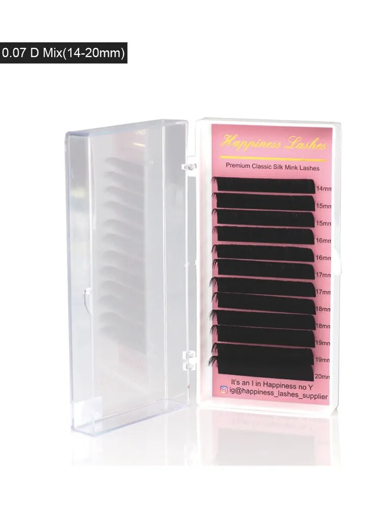 Накладные ресницы Silk Volume Eyelash Extension Fans 0.07 D, разной длины (14-20 мм)