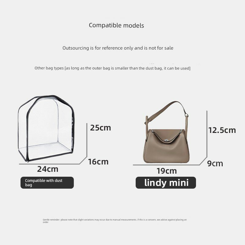 Прозрачная пылезащитная сумка для Hermes Lindy Mini, прозрачный защитный чехол для сумки, многоразовая и легкая