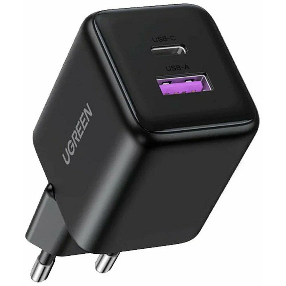 Зарядное устройство Ugreen X516 30W USB-C/USB-A GaN Fast Charger EU, чёрный (65014)