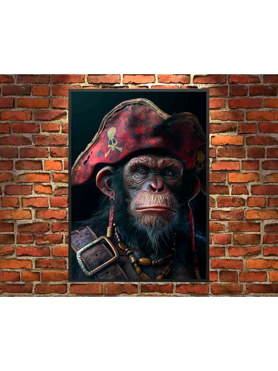 Обезьяна-животное-пират 1, Плакат 30x42см