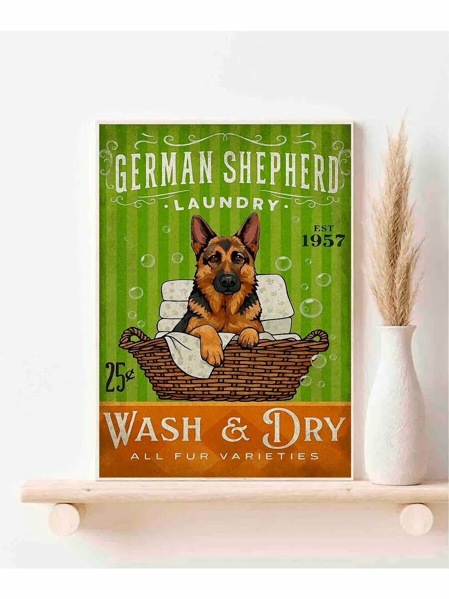 Немецкая овчарка, Wash & Dry, Плакат 30x42см