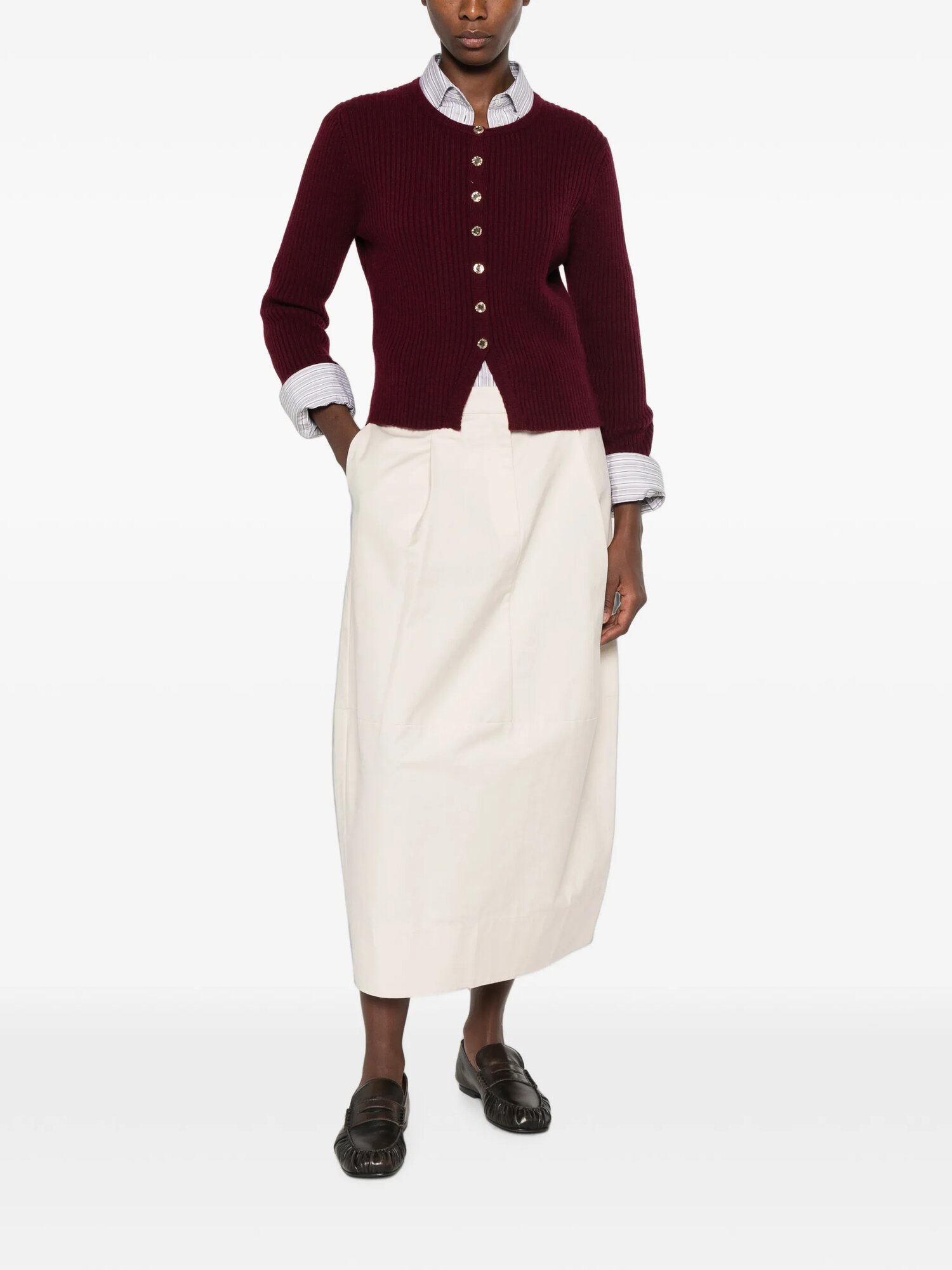 Кардиган Allude Ribbed-knit button-up cardigan, размер 36-38, Rouge Red — фото 1