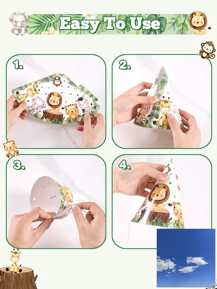 Шапочки на день рождения, бумажные, 6 шт