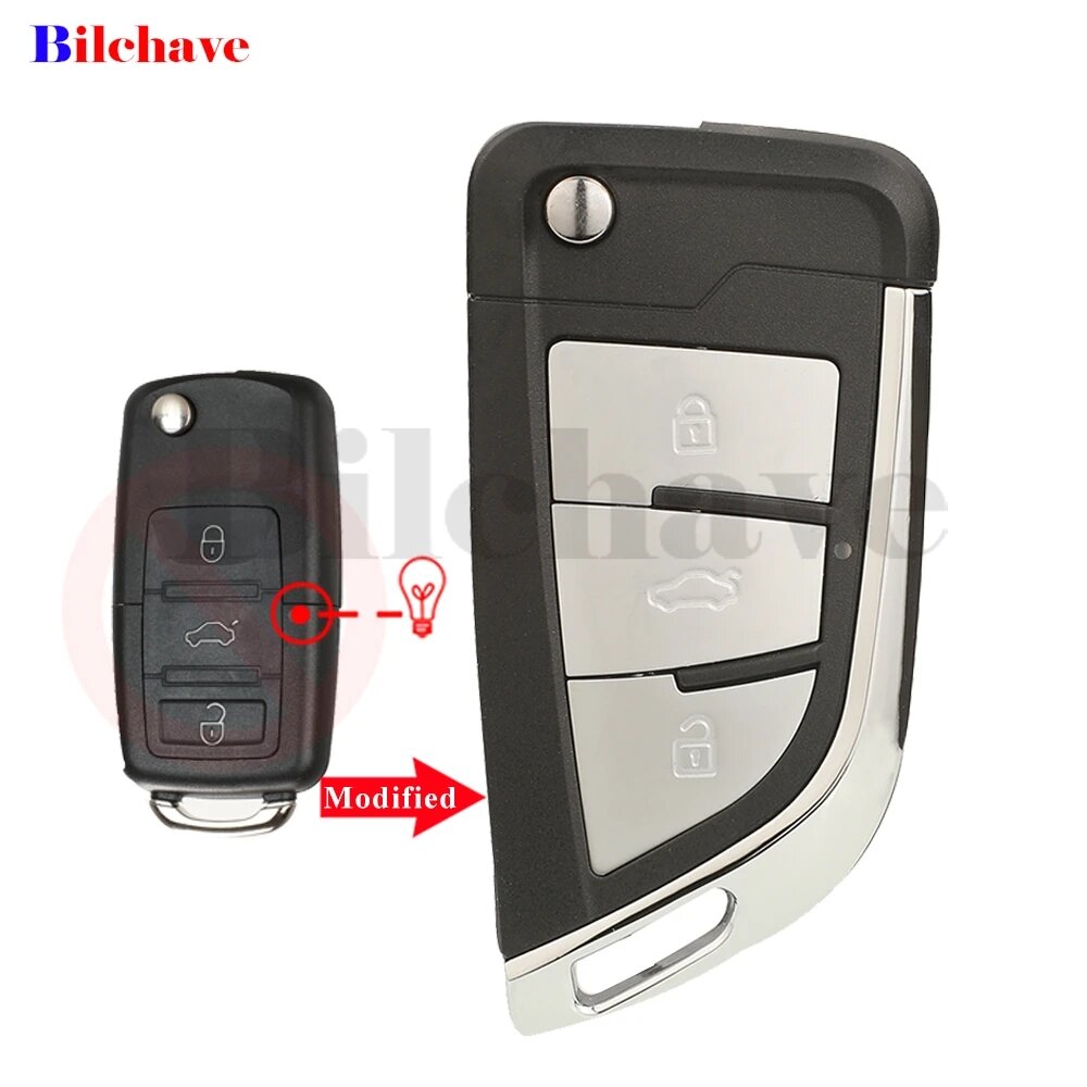 Корпус ключа VW Passat Touran Tiguan Golf, 3BTN Center Light