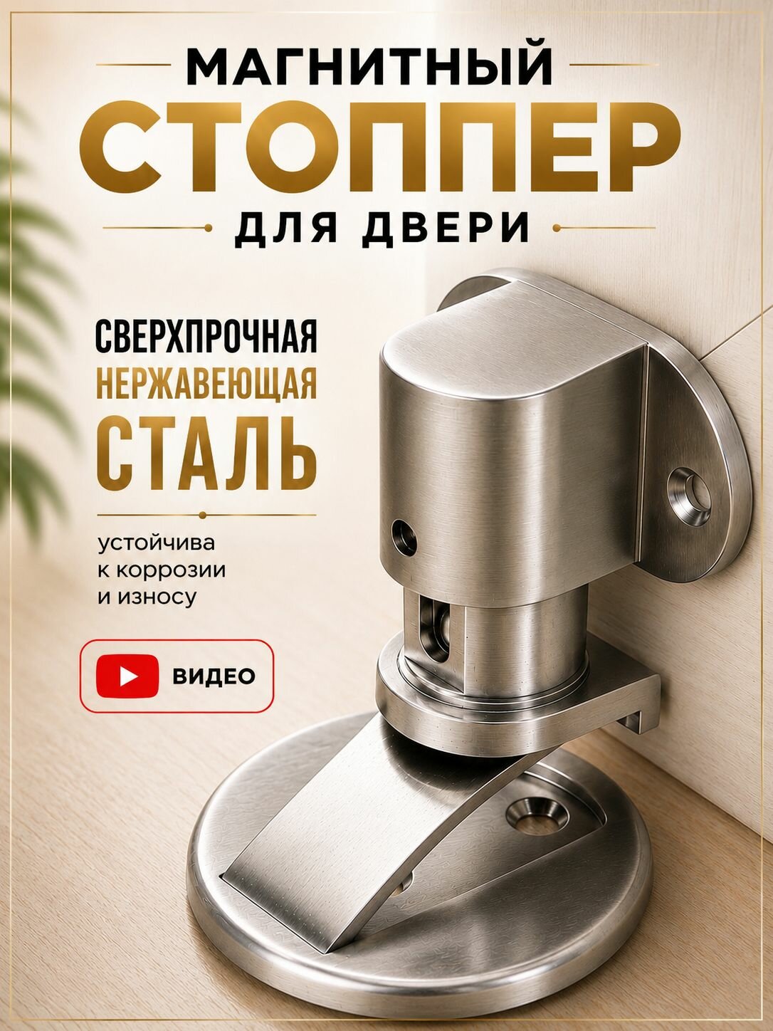 Магнитный стоппер скрытого монтажа для двери