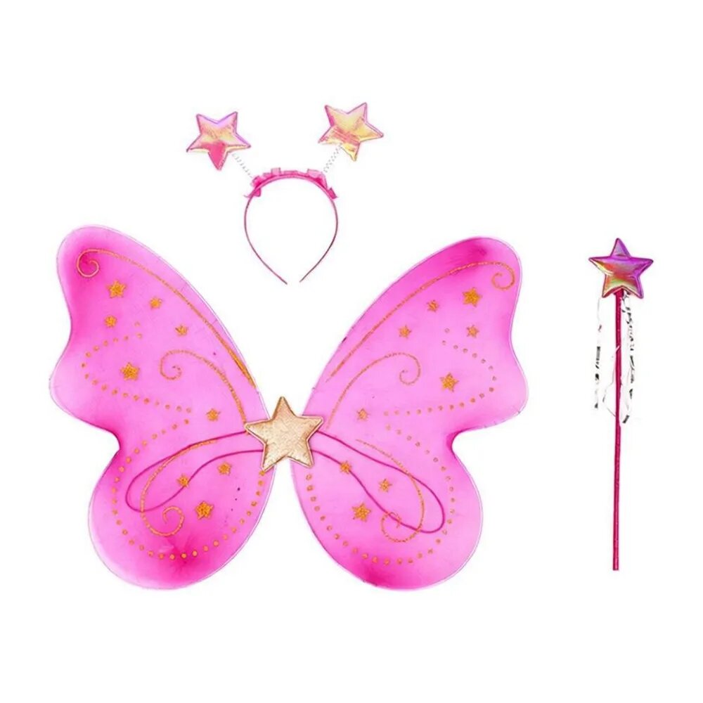 Крылья феи, палочка, ободок для девочки 3 предмета Rose Red-3pcs-set