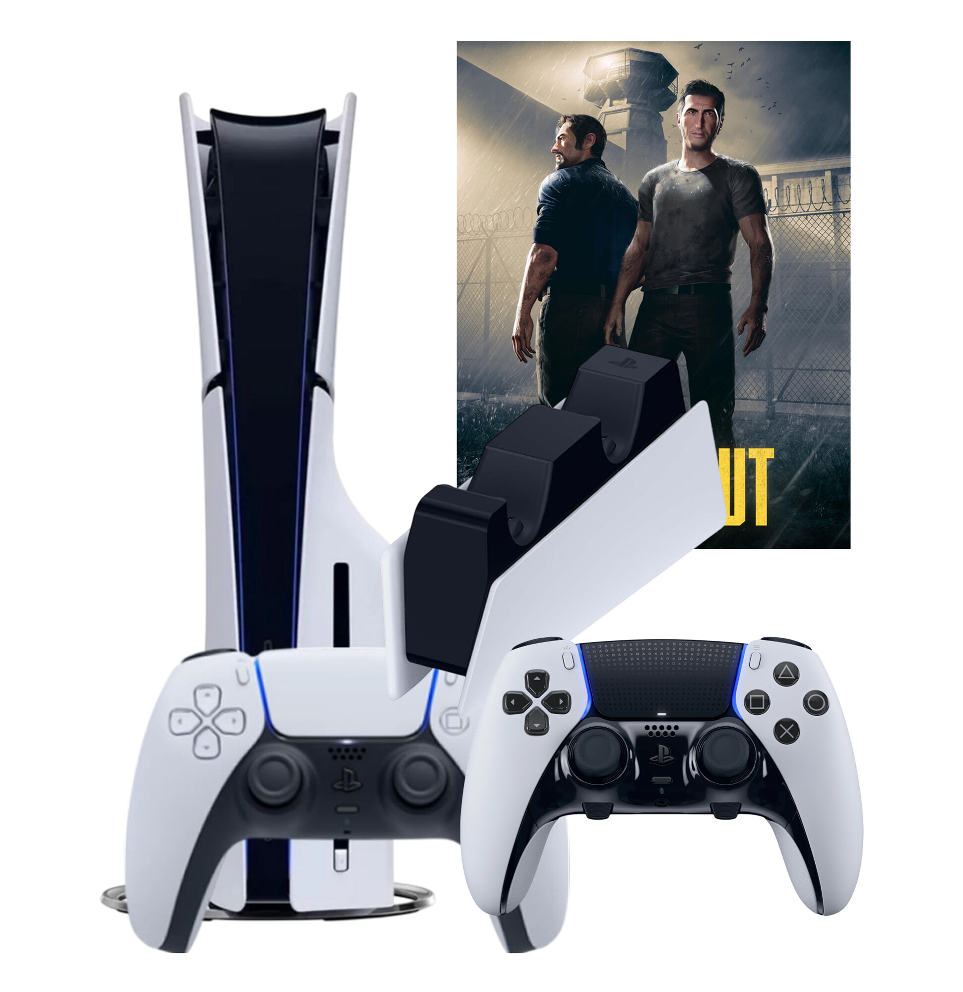 Игровая приставка PlayStation 5 Slim Disk + A Way Out+ Dualsense Charging Station + Dualsense Edge White