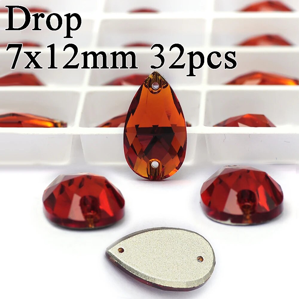 Публилекс Танжерин стразы для декора одежды Drop 7x12mm 32pcs