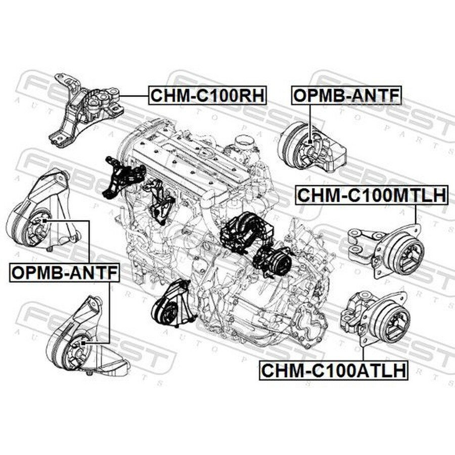 Опора двигателя CHEVROLET CAPTIVA 2010-2017 прав. FEBEST CHMC100RH
