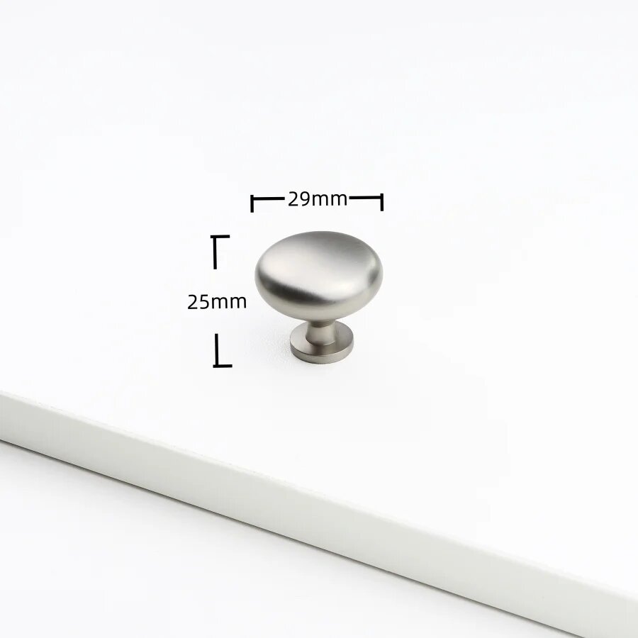 Ручки для шкафов из цинкового сплава черные Brushed-Silver-Knob