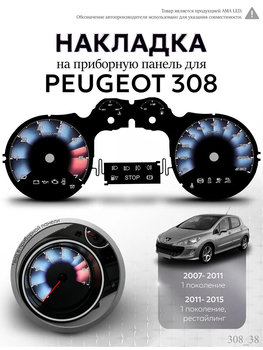 Шкала, Накладка для приборной панели на Peugeot 308