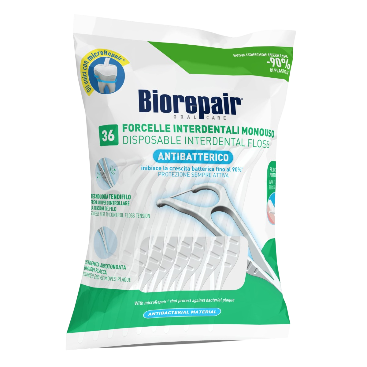 Biorepair Forcelle Interdentale Monouso / Одноразовые межзубные нити с держателем, 36 шт.