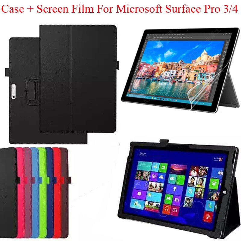 Чехол и защитная пленка для Microsoft Surface Pro 3/4/5/6/7 12.3" Голубой, Sky blue