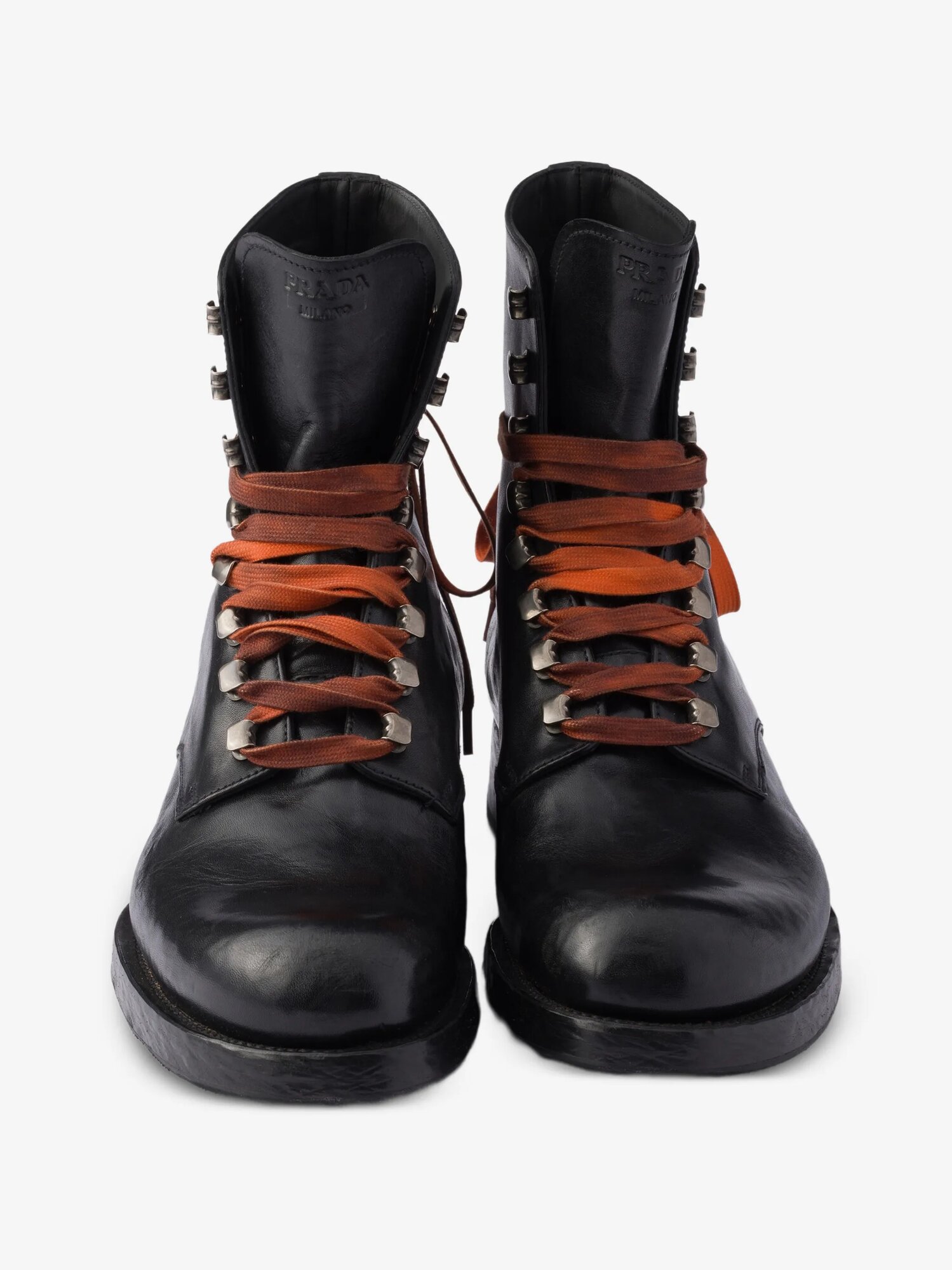 Ботинки Prada Leather laced booties, размер 7.5 UK, black — фото 1