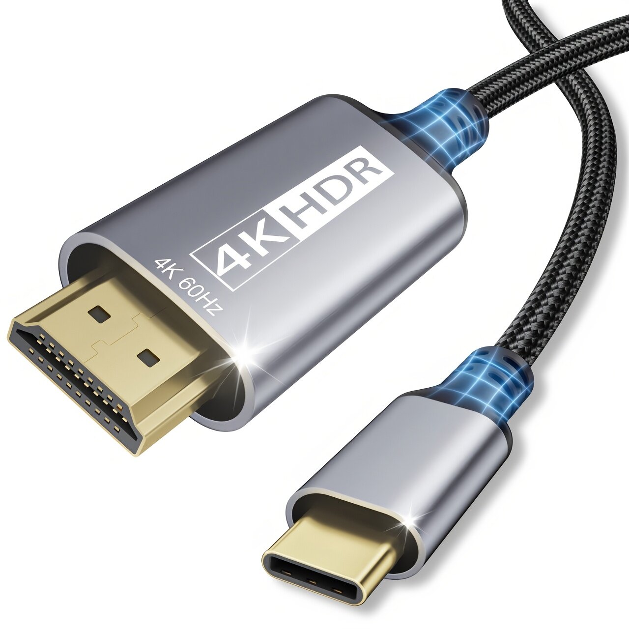 Кабель USB-C на HDTV с поддержкой 4K@60Hz, высокоскоростной плетеный, длина 6 футов