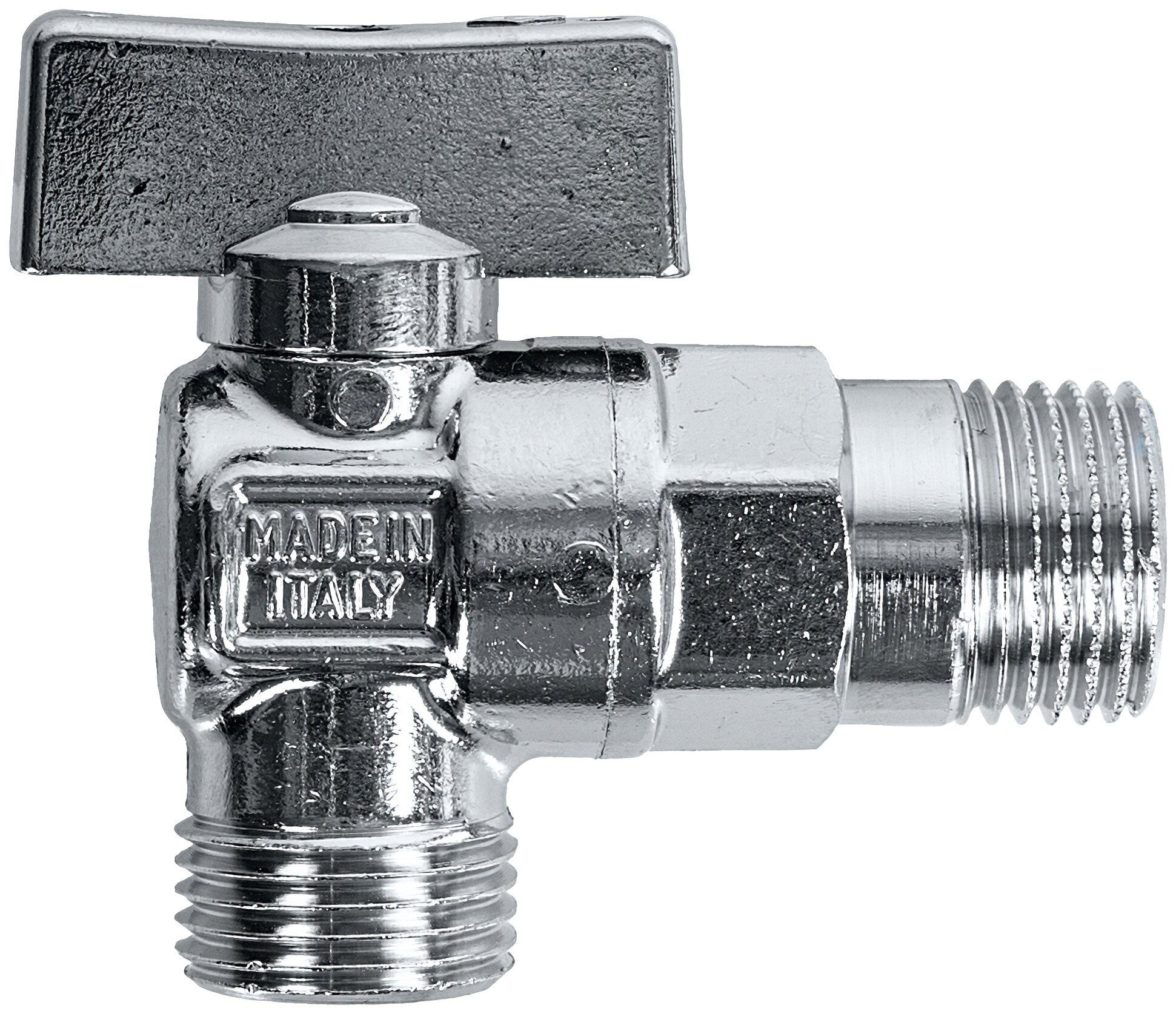 Кран шаровой угловой Bugatti Miami DN8 1/2"x1/2" НР латунь ручка бабочка
