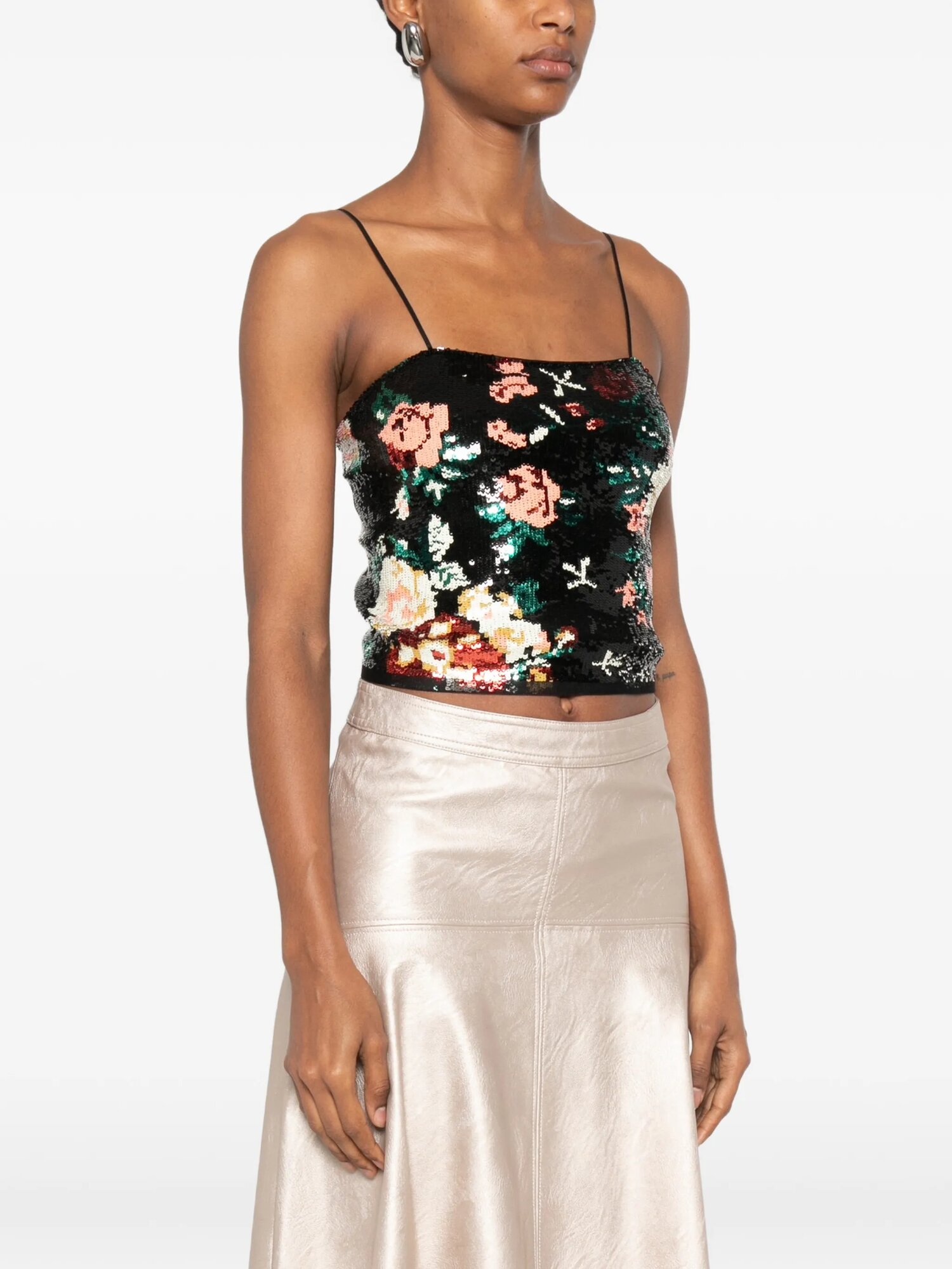 Топ Forte Forte Sequin-embellished floral-pattern top, размер 38, черный — фото 1